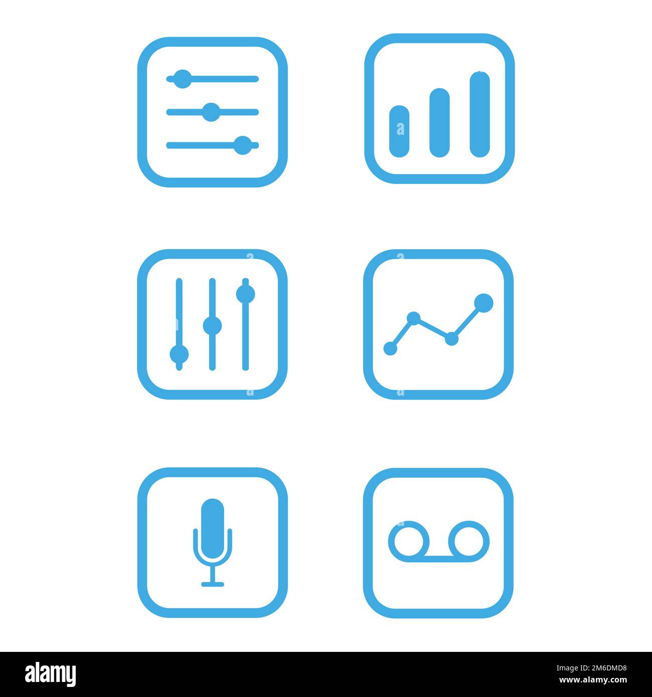 Vector icon equalizer blue lines mixer symbol button Stock Photo - Alamy