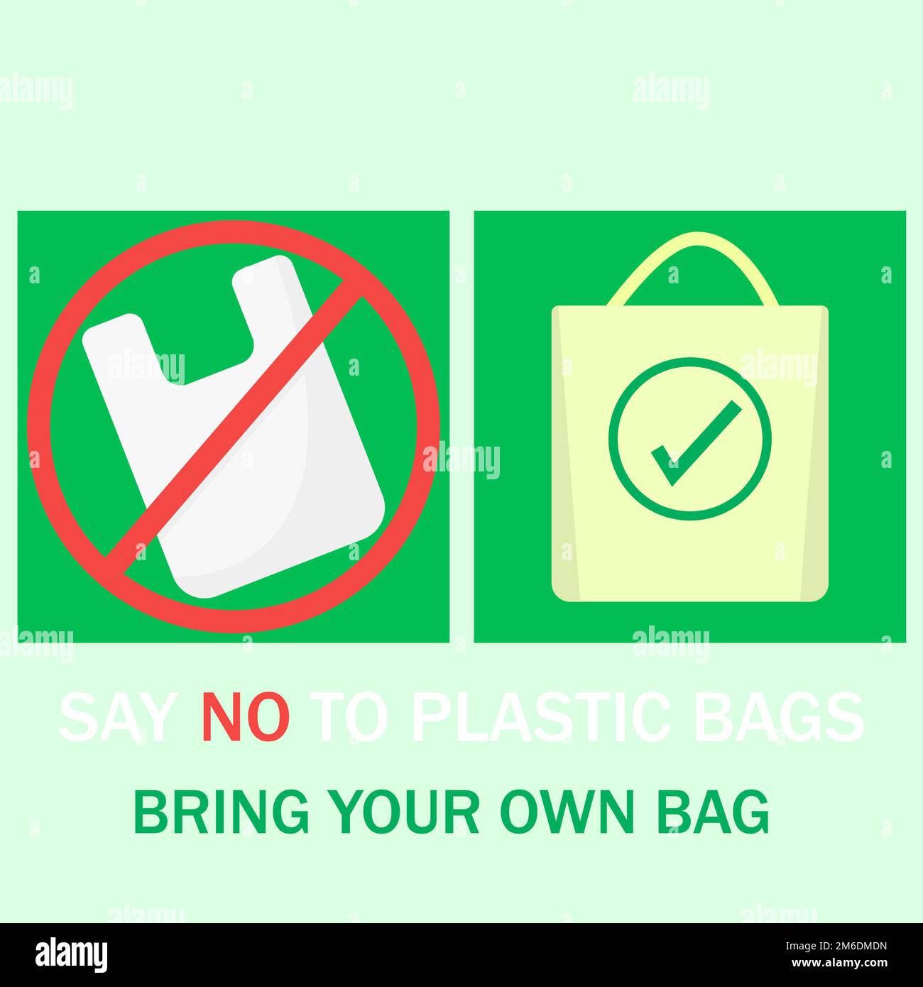 Vector illustration say no plastic bags support for nature shopping ...