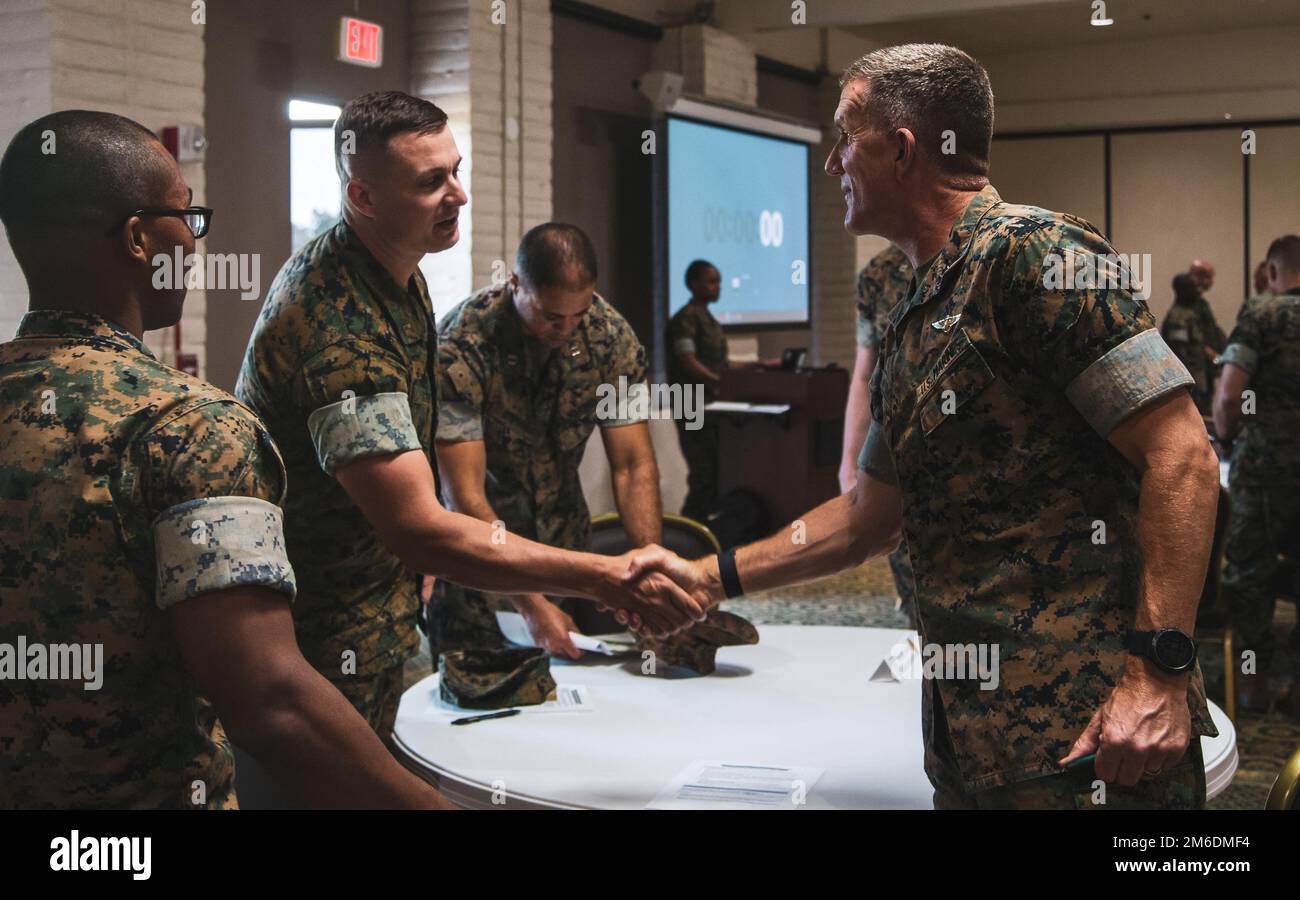 U.S. Marine Brig. Gen. Jason G. Woodworth, right, the commanding ...