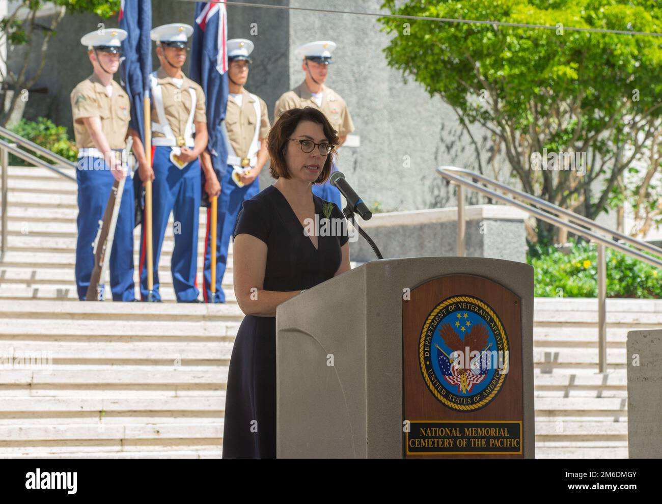 Andrea Gleason, Australian Consul-General in Hawaii, gives introductory ...