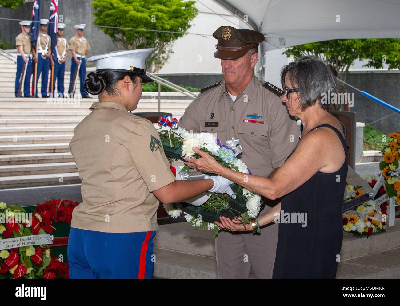 U.S. Marine Corps Cpl. Stephany Godinez, left, administrative ...