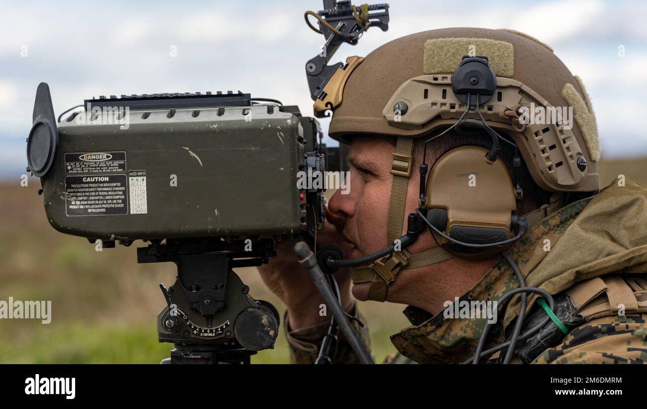 U.S. Marine Corps Cpl. William Sites, a joint fires observer with 2nd ...