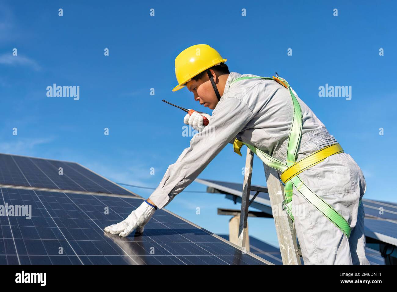 Maintenance engineer inspection Solar panel to keep in good working ...