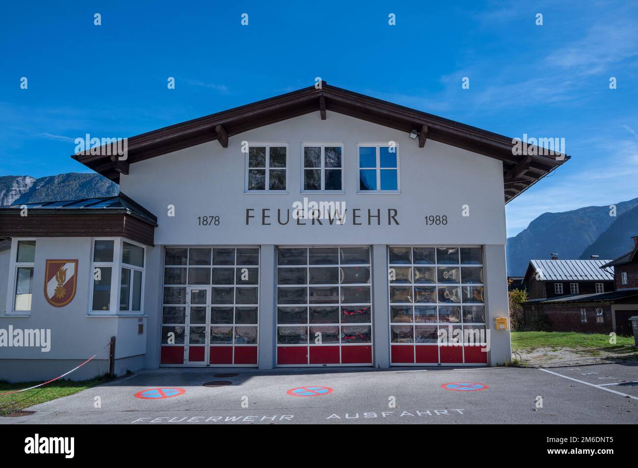 17th october,2022,Hallstatt,Austria.View of the fire station at salt ...