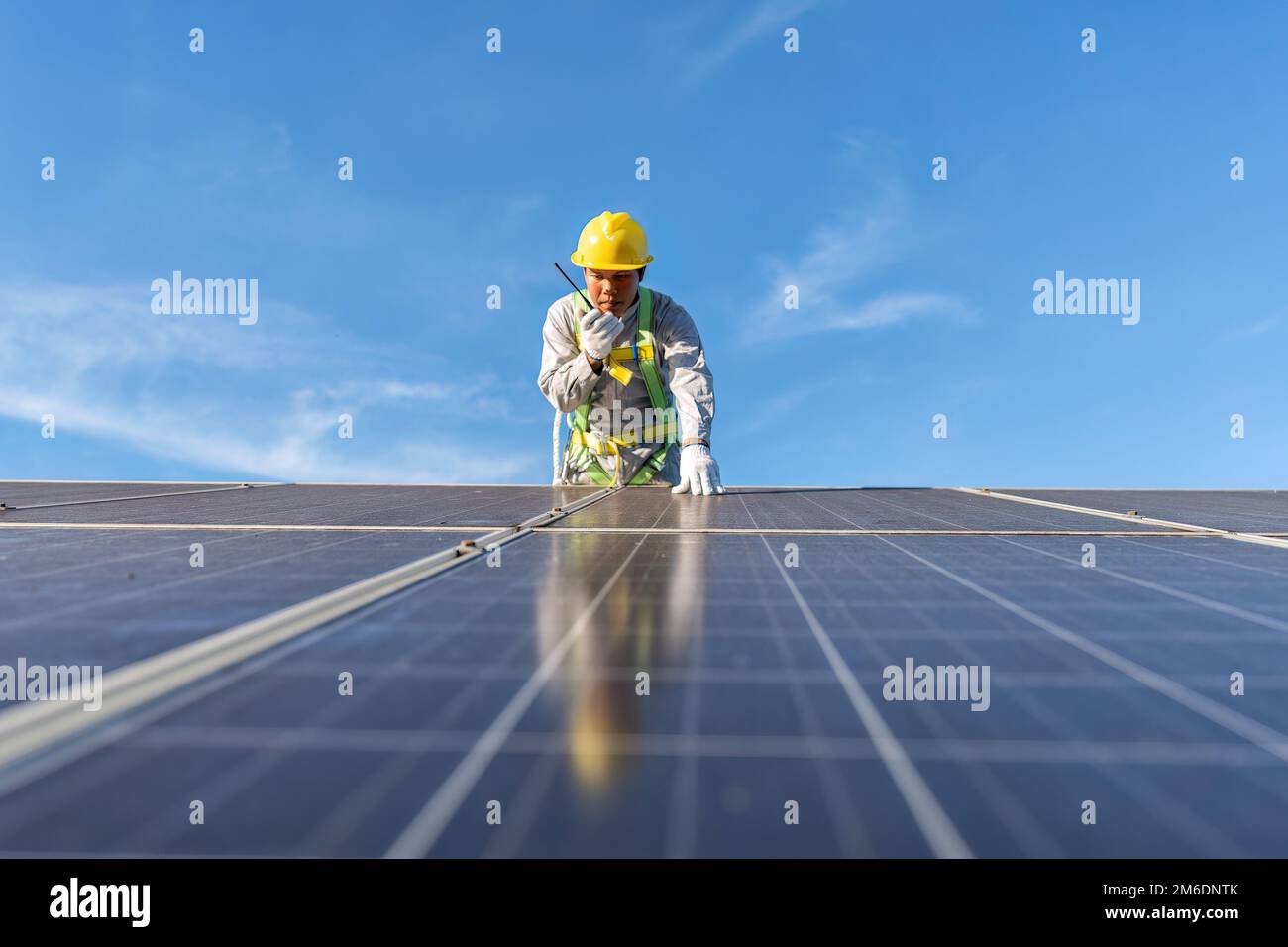 Maintenance engineer inspection Solar panel to keep in good working ...