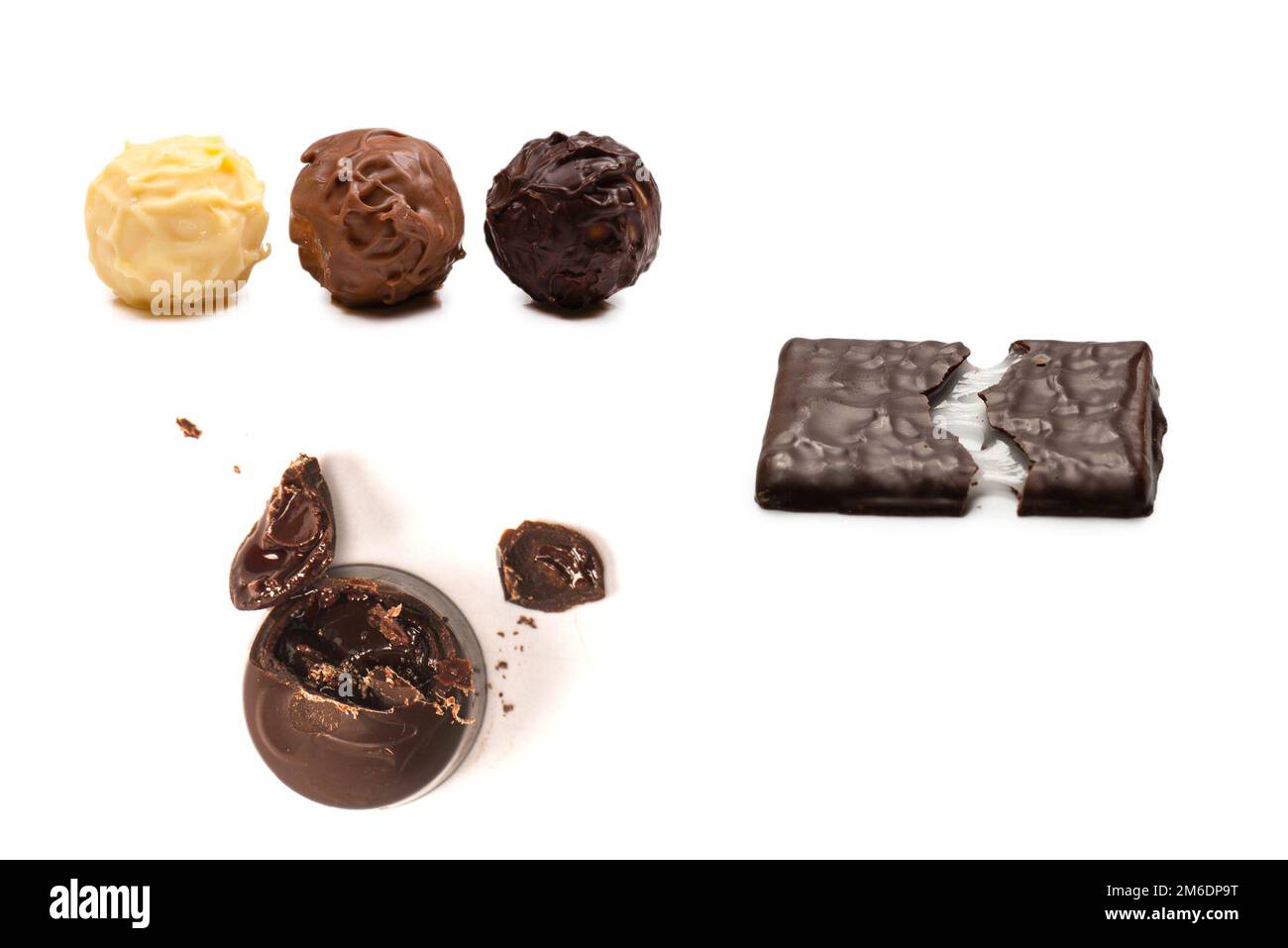 Chocolate truffle isolated on white background. Top view Stock Photo ...