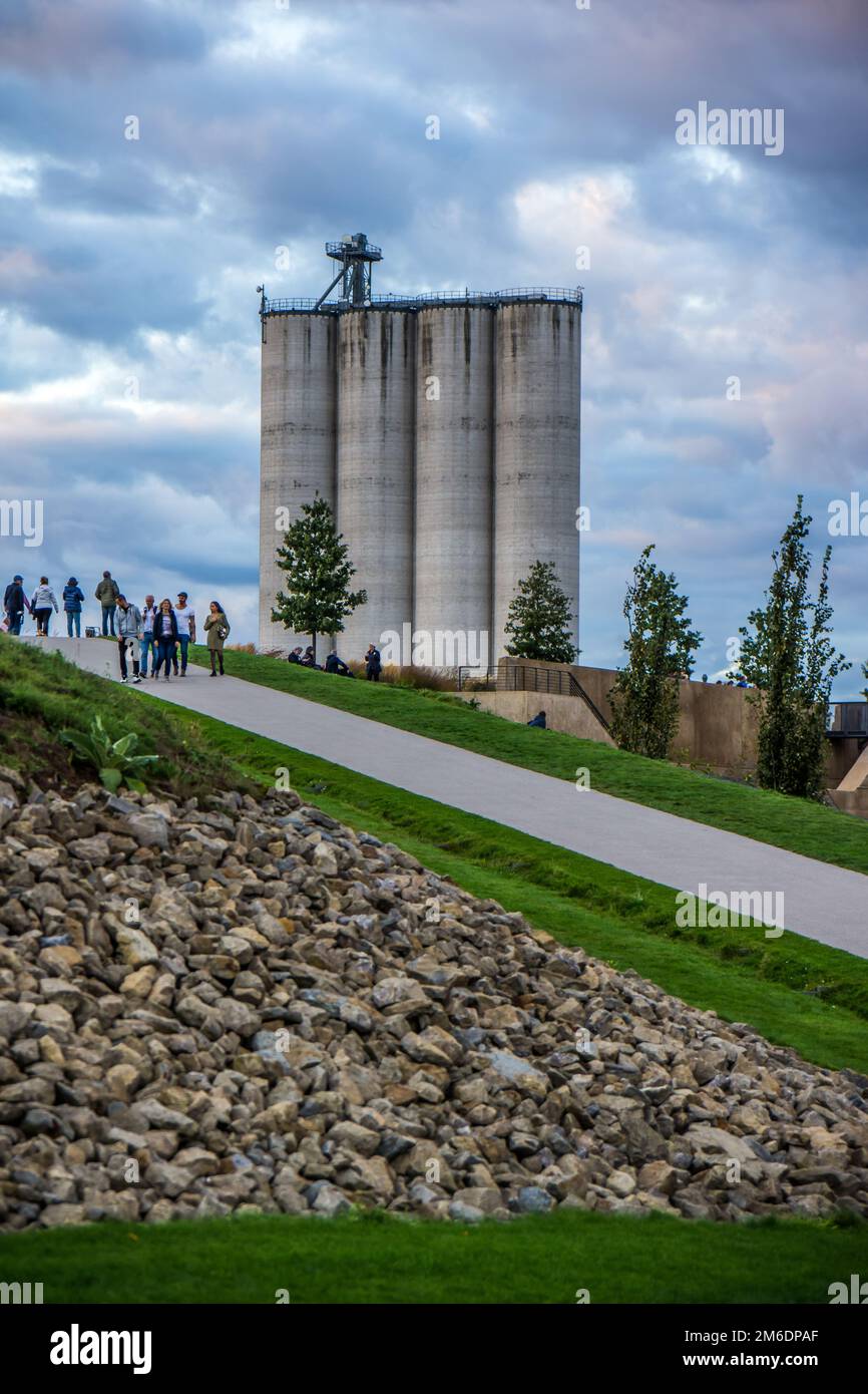 Silo and path in garden exhibition Stock Photo - Alamy
