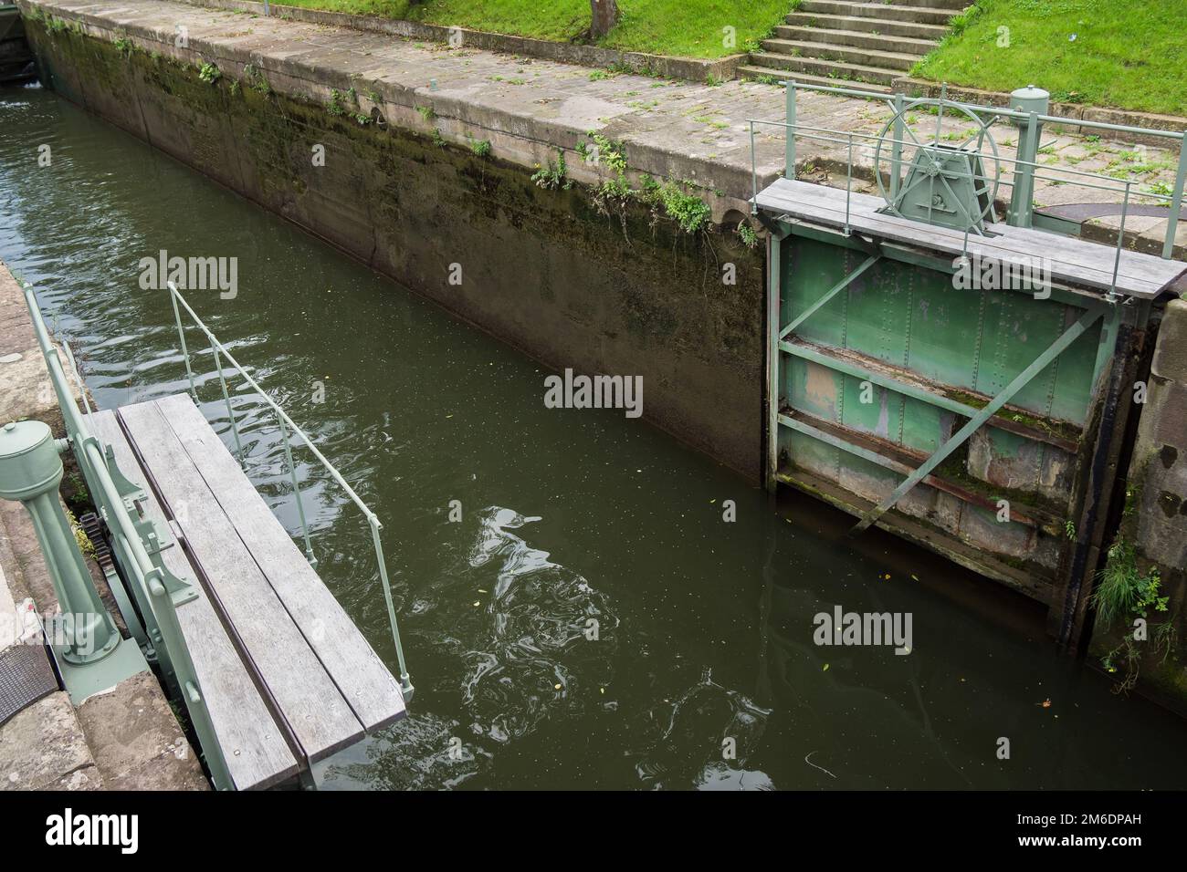 Neckar river watergate opening door Stock Photo - Alamy