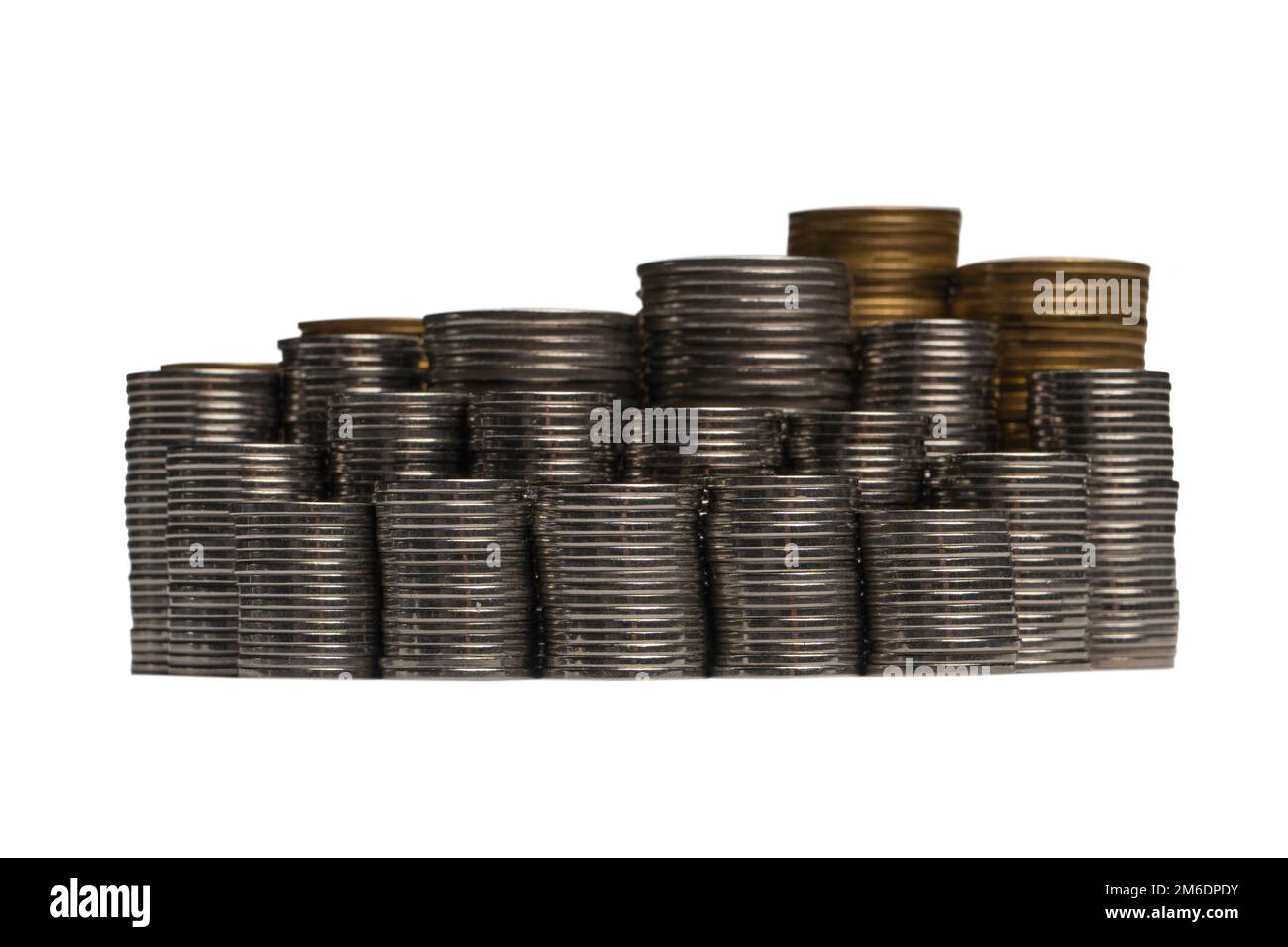 Pile of coins isolated on a white background. Banking and money Stock ...