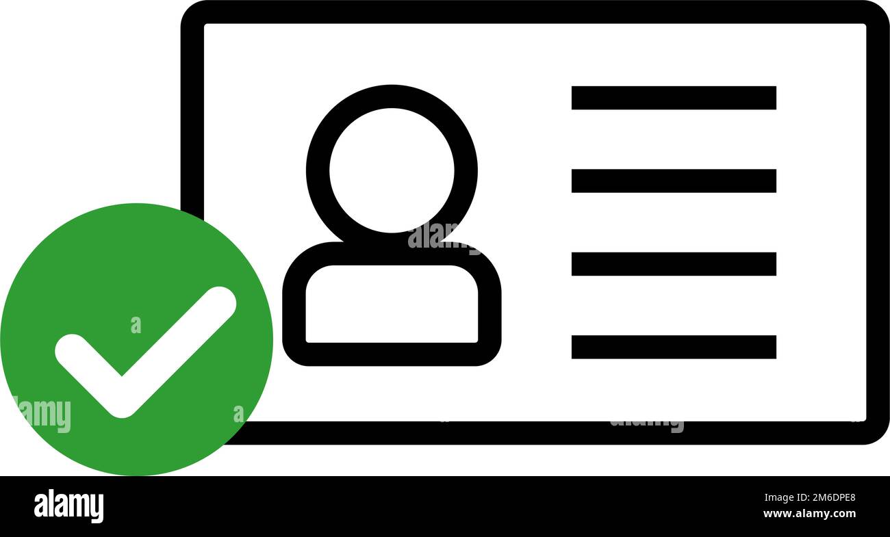 Identification verification icon. ID card and check mark. Editable ... Identification verification icon. ID card and check mark. Editable ...