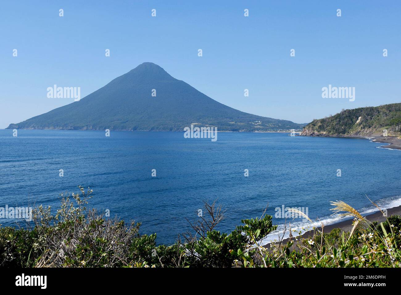 View of famous volcano Kaimondake in the south part of Japan, Kagoshima ...