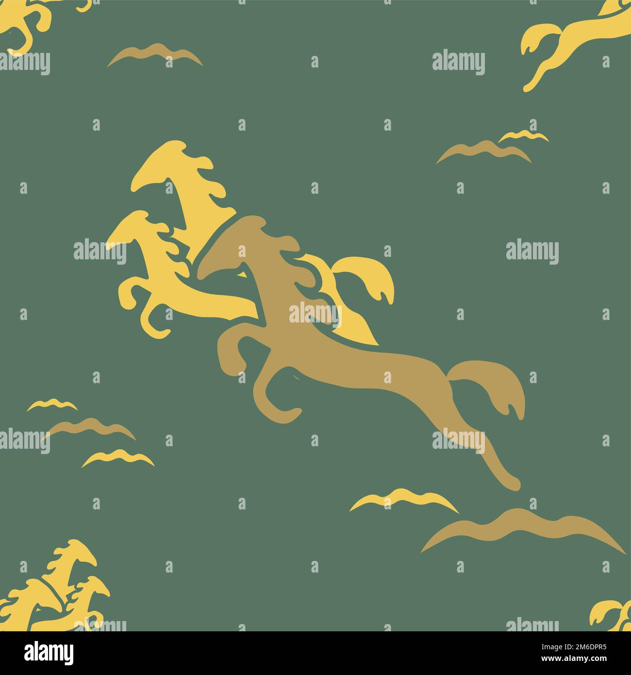 Wild Horses Seamless Pattern. Republic of Kazakhstan texture art Stock ...