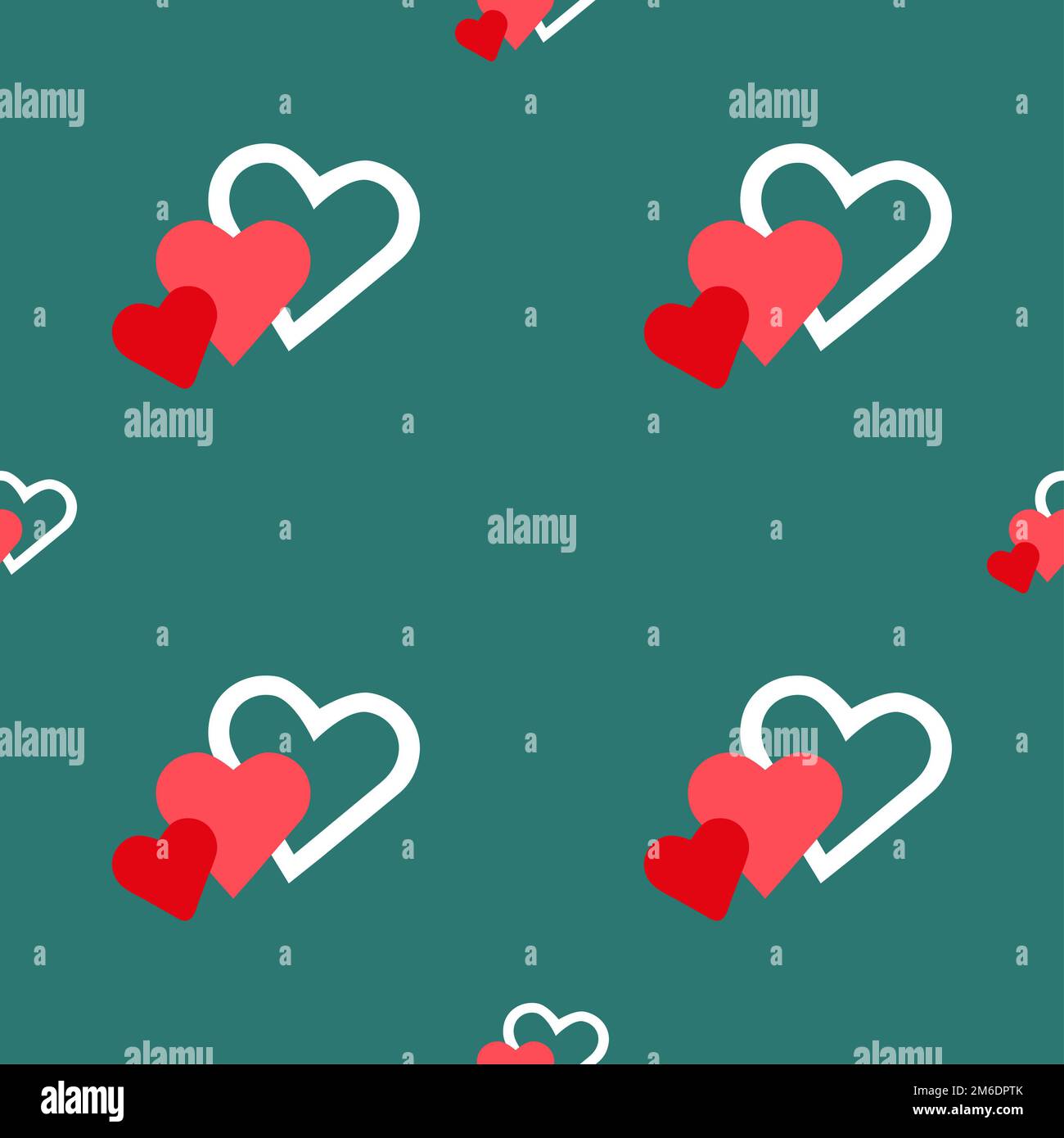 Valentine day red hearts background, vector seamless pattern Stock ...
