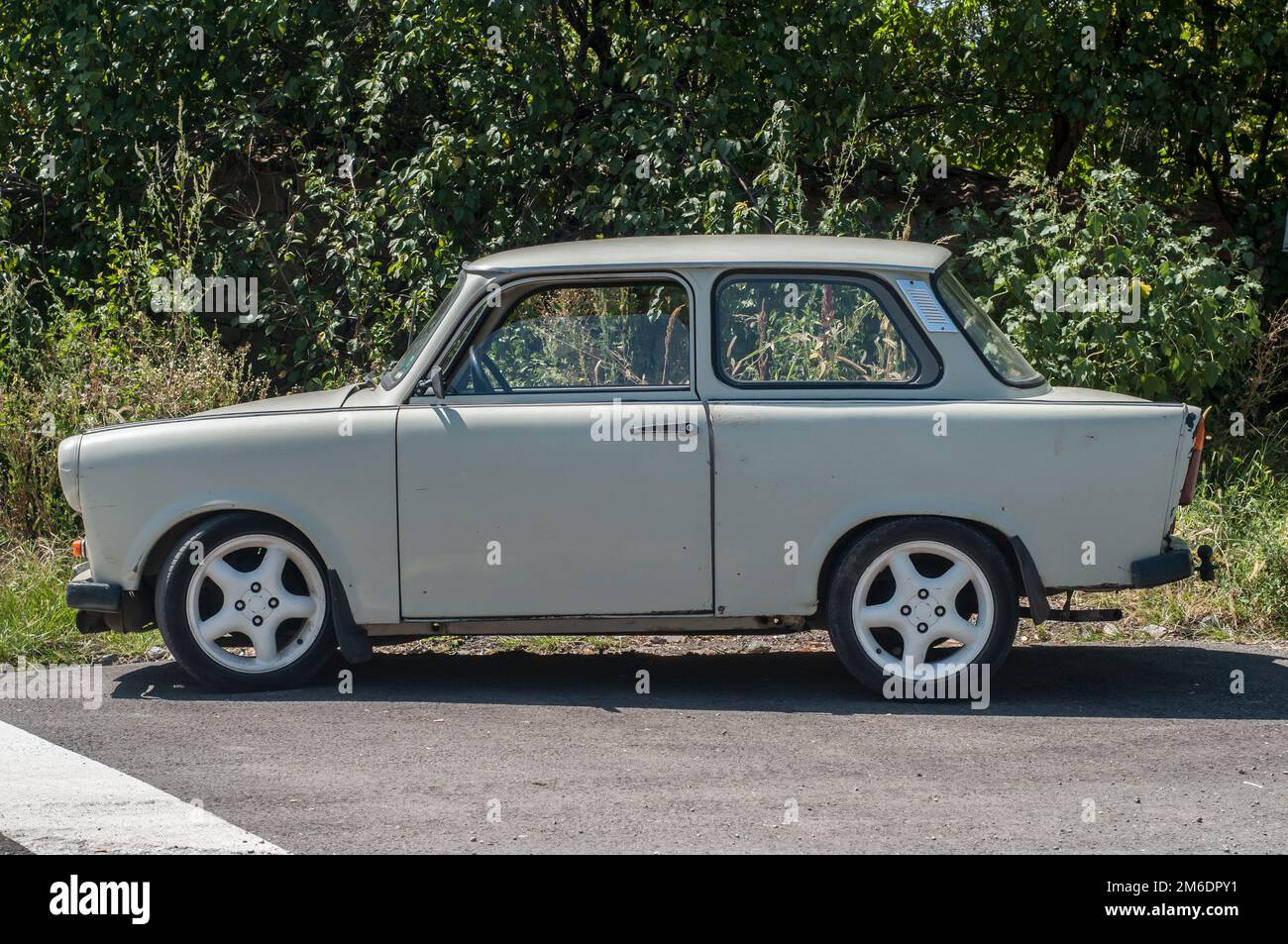 Vintage Trabant car side view closeup in sunny day Stock Photo - Alamy