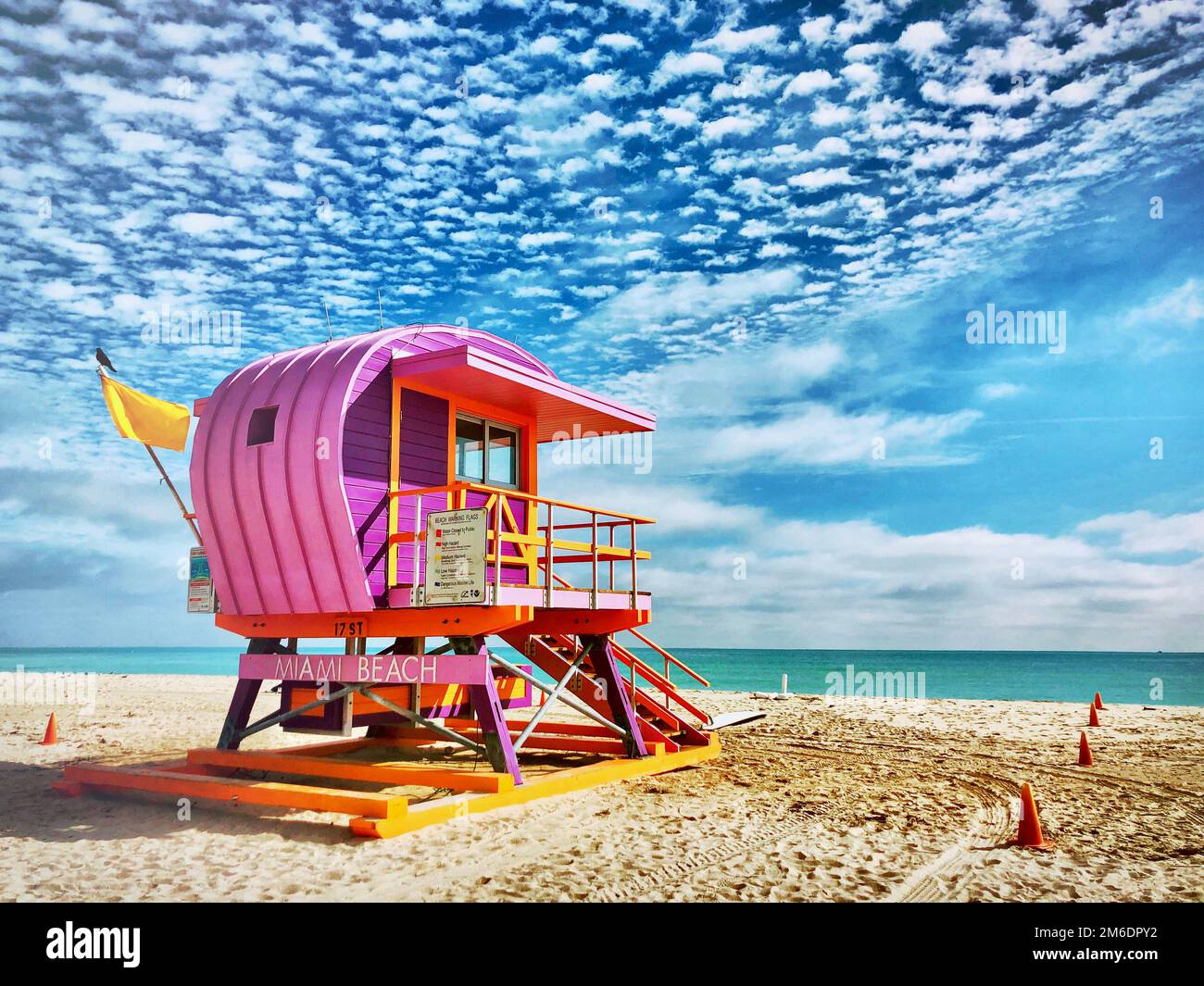 One of the famous lifeguard towers of Miami Beach, Florida Stock Photo ...
