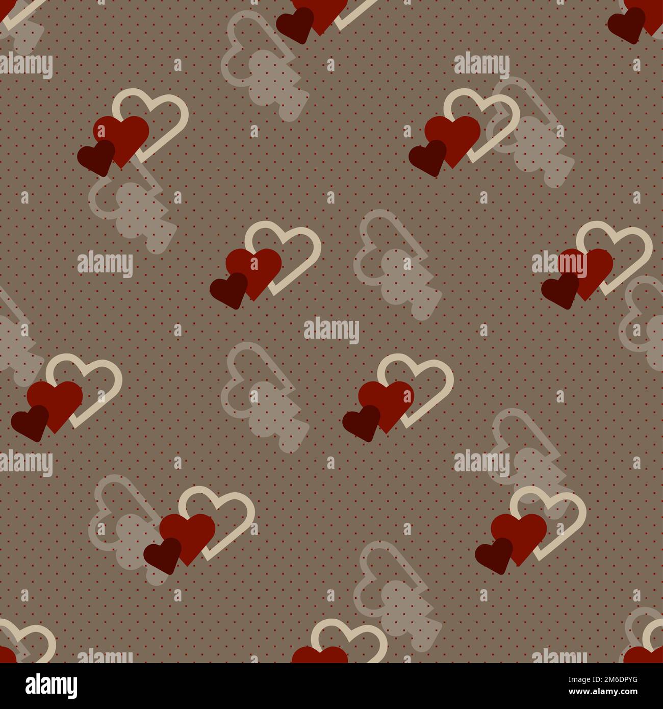 Valentine day red hearts background, vector seamless pattern Stock ...