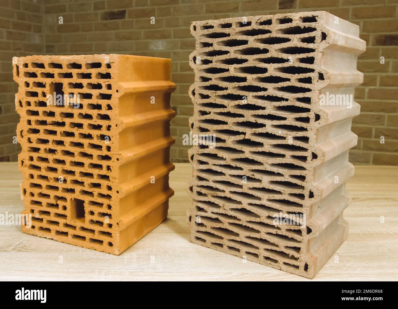 Samples of hollow bricks. factory products Stock Photo - Alamy
