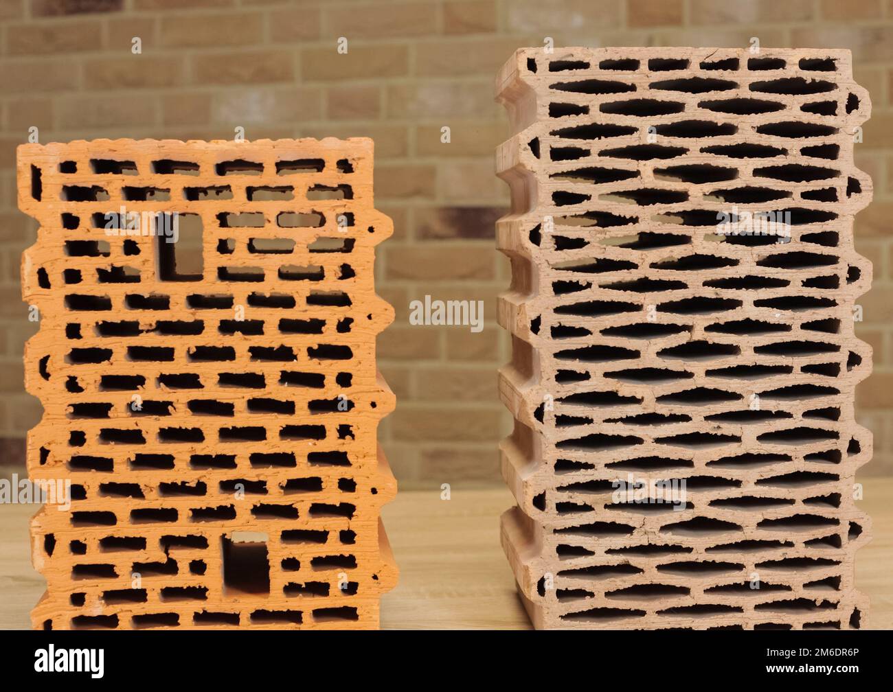 Samples of hollow bricks. factory products Stock Photo - Alamy