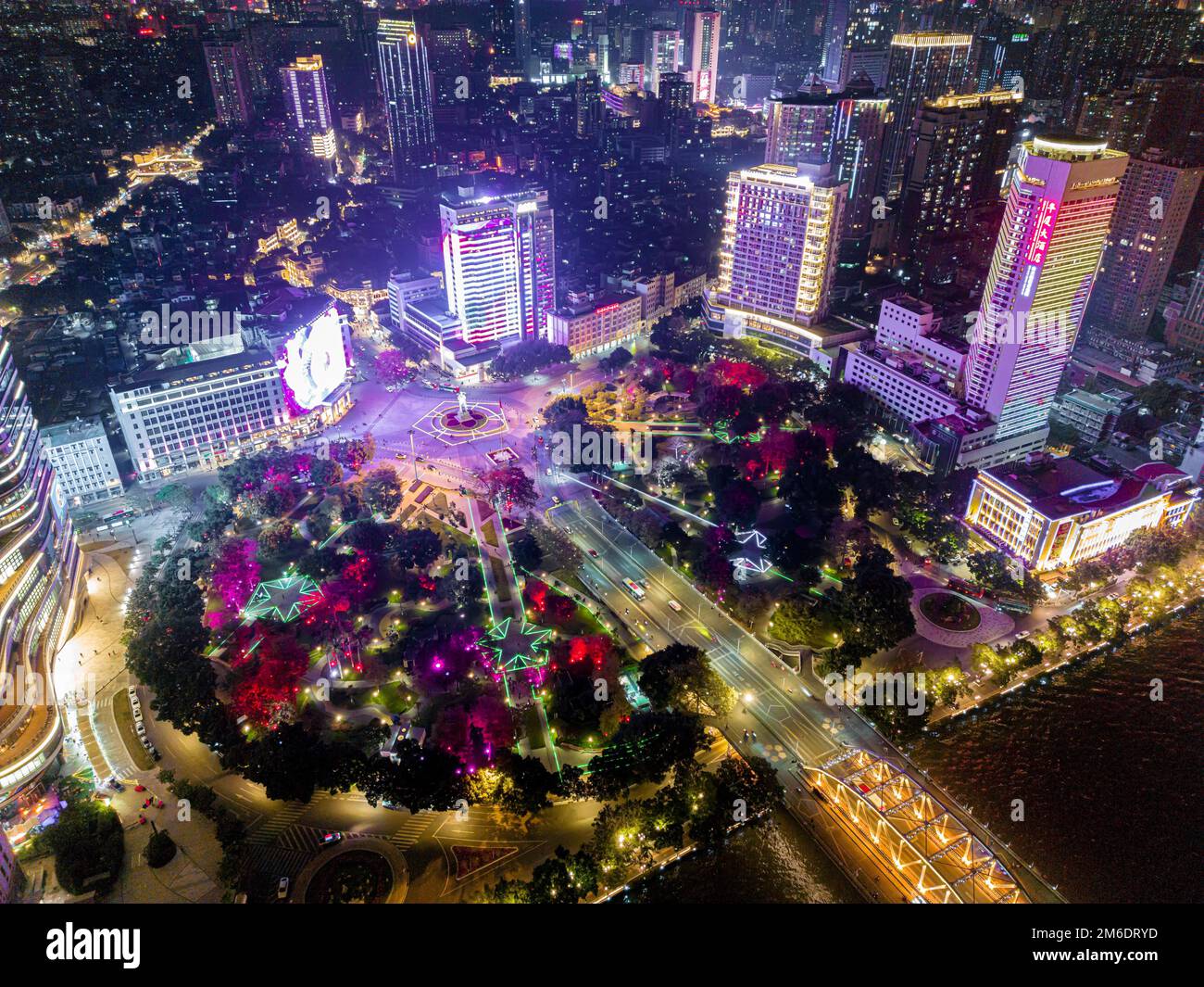 Aerial photo shows the beautiful scenery of the Guangzhou International ...