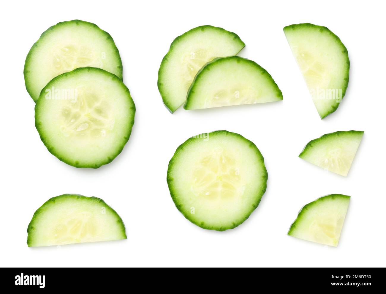 Fresh Cucumber Slices Isolated On White Background Stock Photo - Alamy