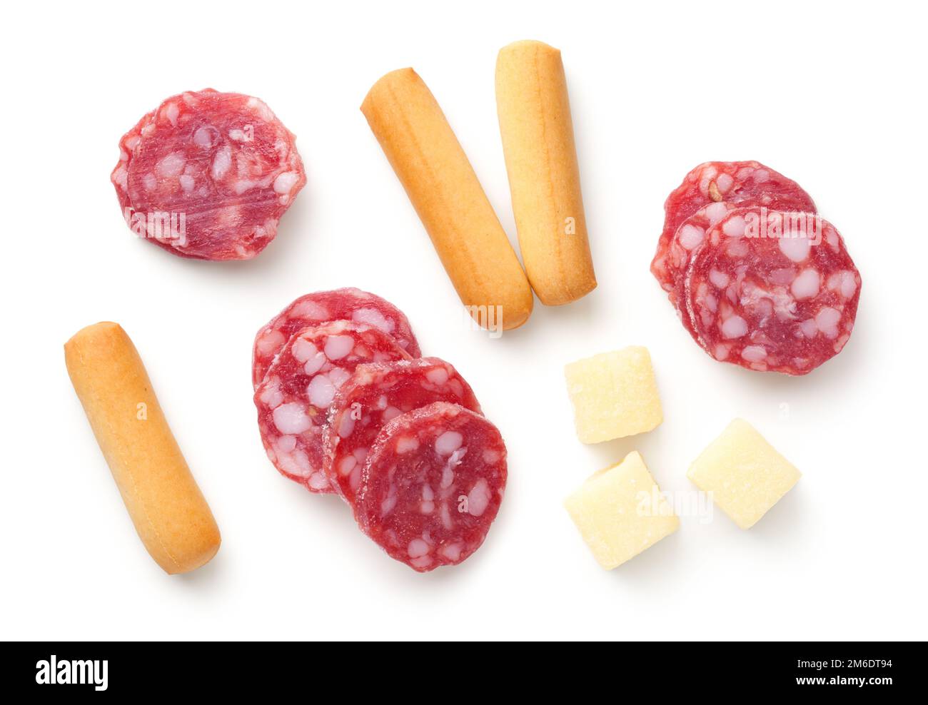 Salami Slices Isolated On White Background Stock Photo - Alamy