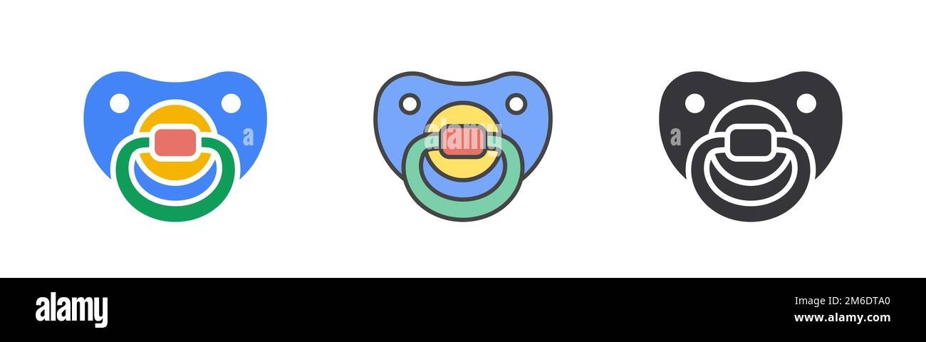 Baby pacifier simple icons on white background. Vector illustration ...