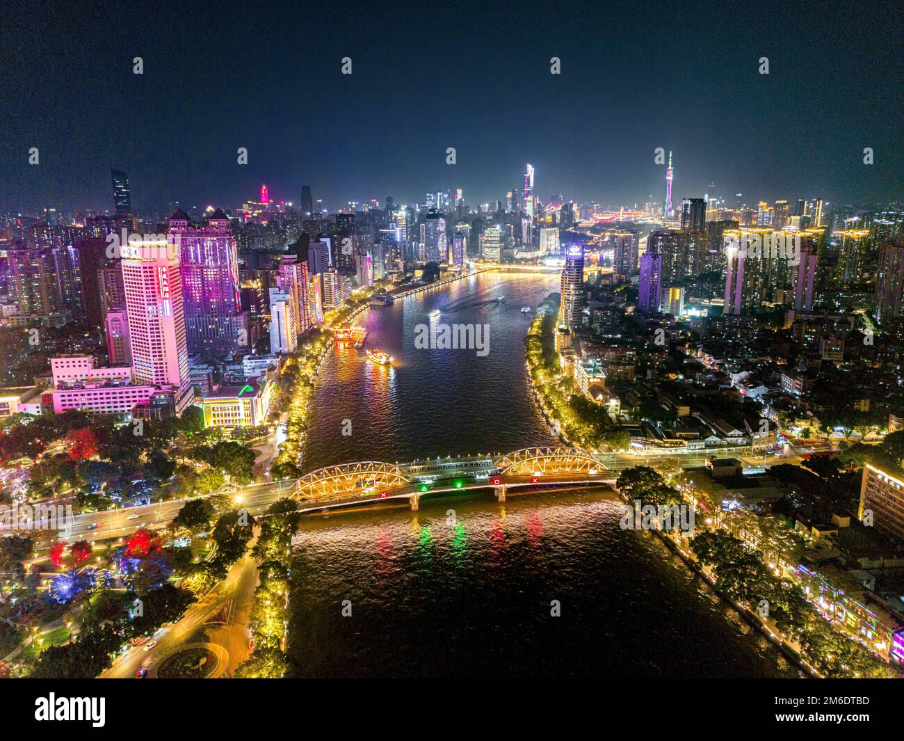 Aerial photo shows the beautiful scenery of the Guangzhou International ...
