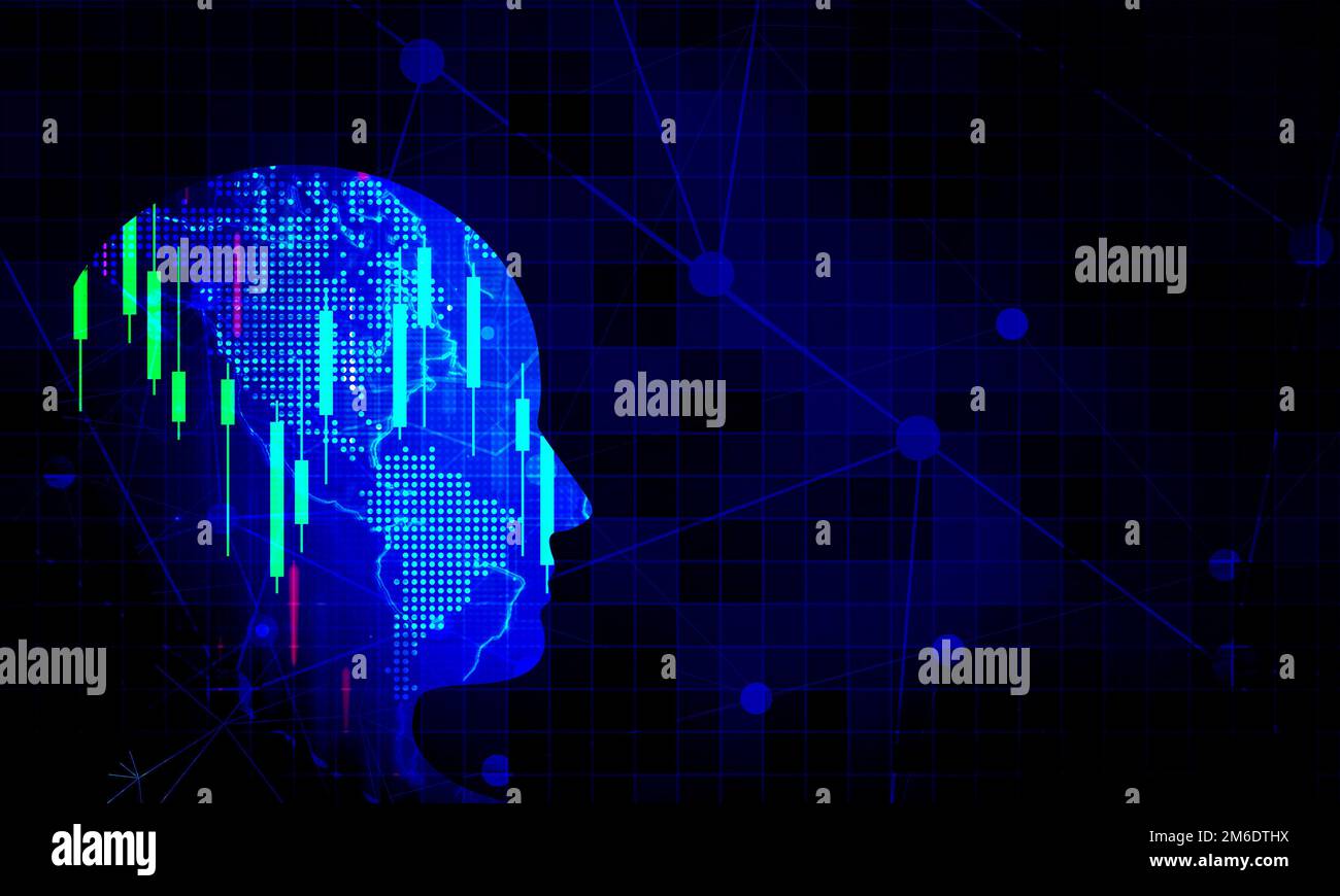 Human head concepts. A.I. Stock market trading.Business investment ...