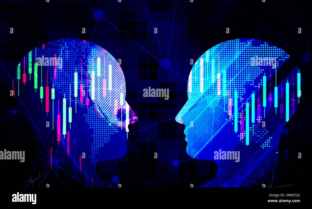 Human head concepts. A.I. Stock market trading.Business investment ...