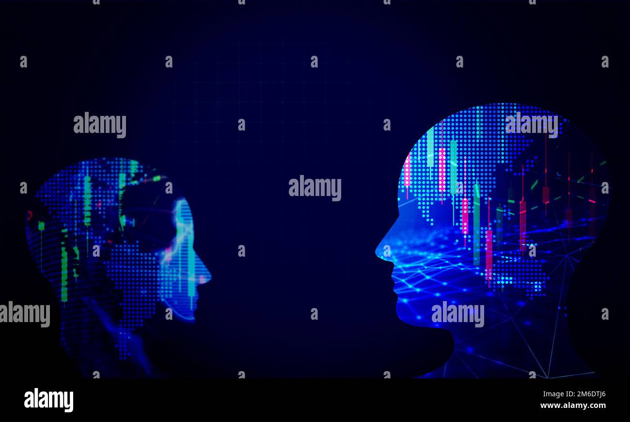 Human head concepts. A.I. Stock market trading.Business investment ...