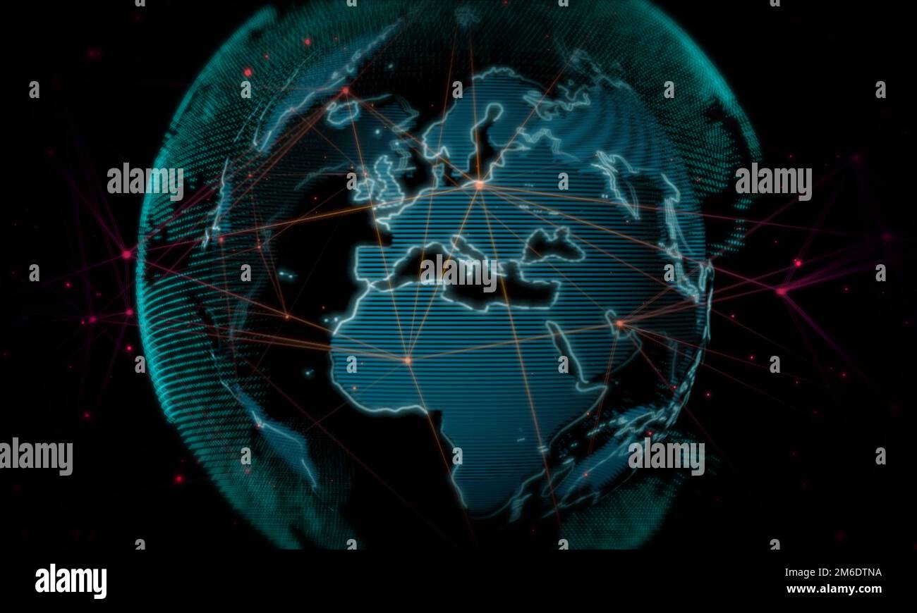 Cyber world network background.Global business technology.Digital world ...