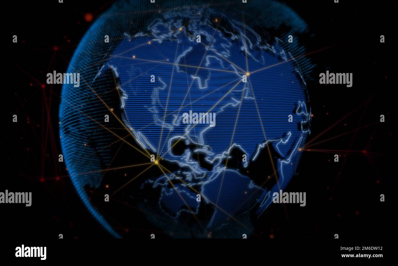 Cyber World Network Background Global Business Technology Digital World Map Presentation Concept