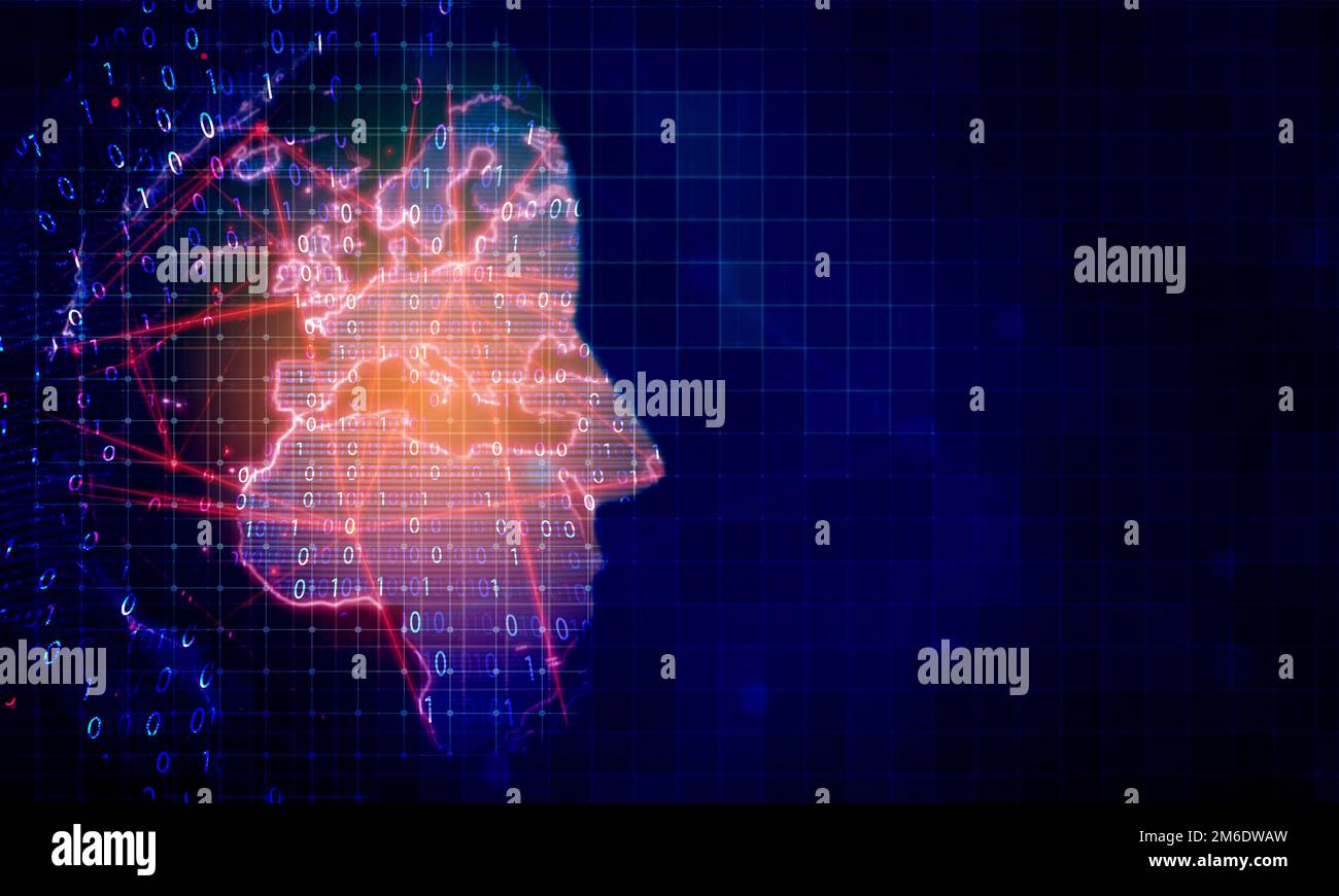 Business technology background.Human head digital network presentation ...