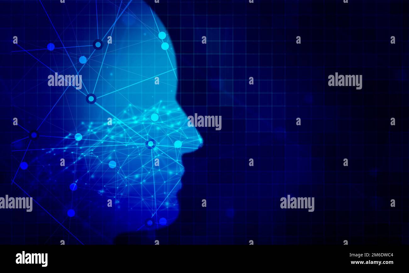 Business technology background.Human head digital network presentation ...