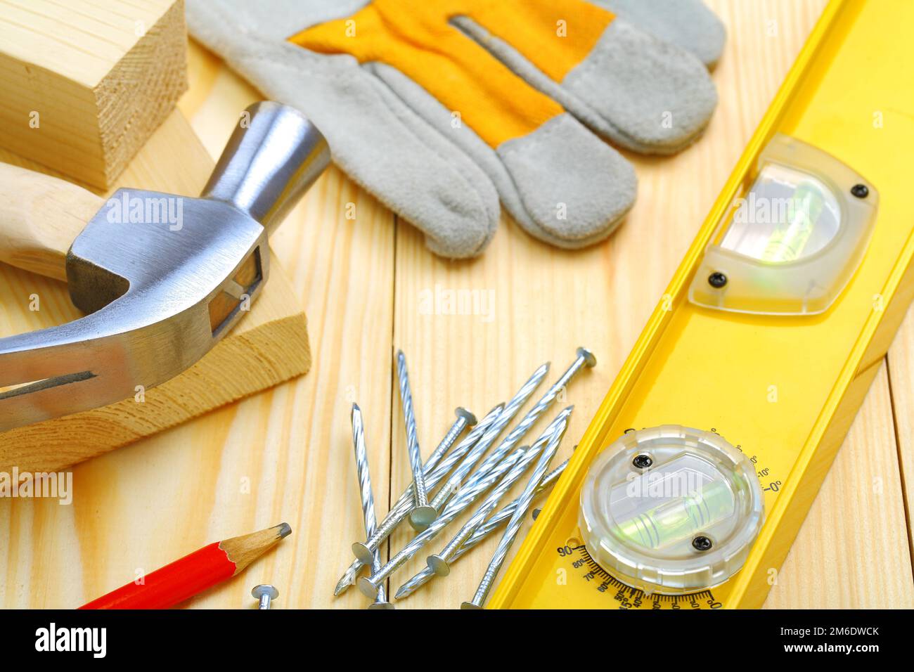 building tools on table Stock Photo - Alamy