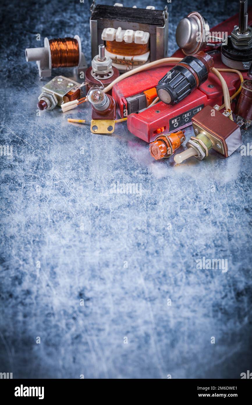 Collection of electric devices copy space vintage electricity concept ...