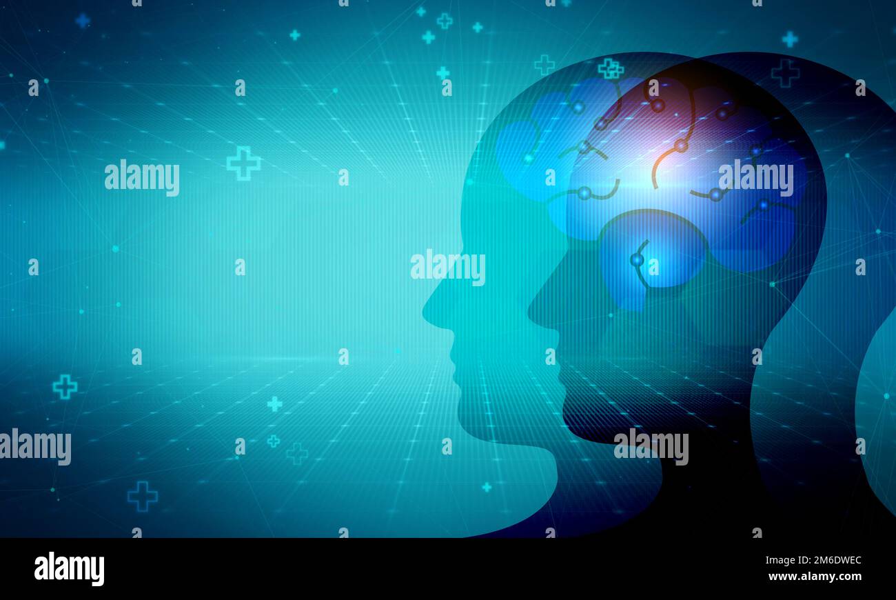 Human brain technology background.Medical research scientist concept ...