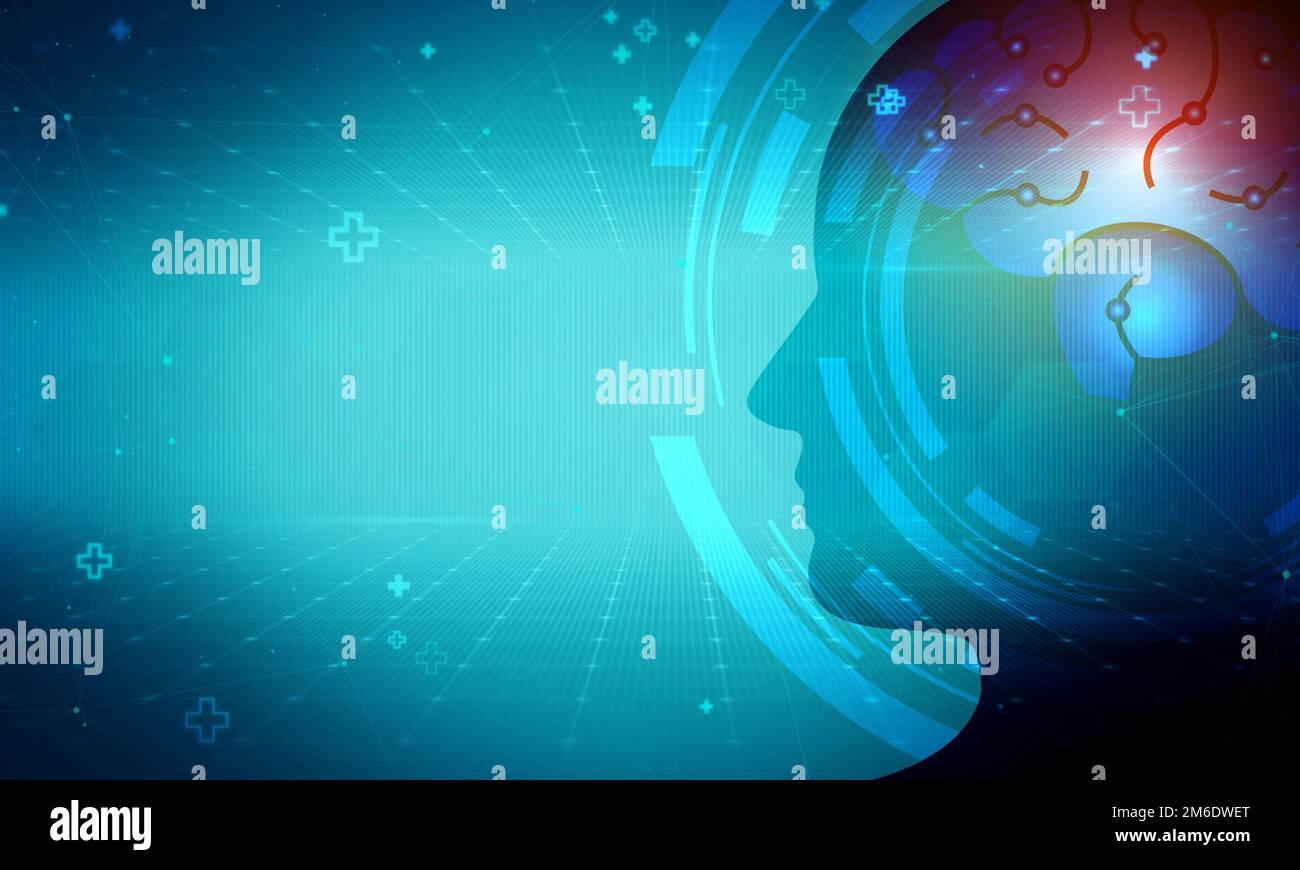 Human brain technology background.Medical research scientist concept ...