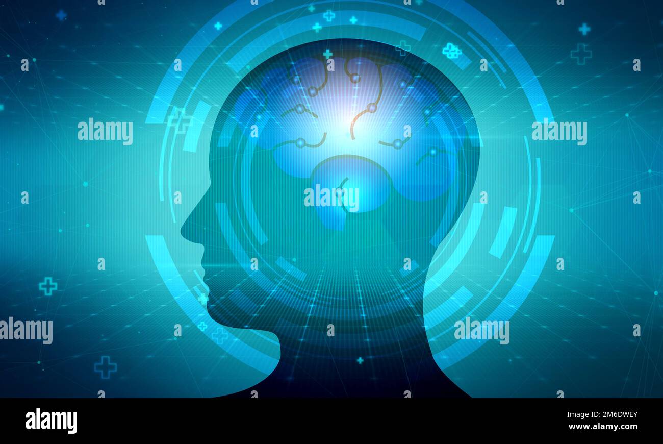 Human brain technology background.Medical research scientist concept ...