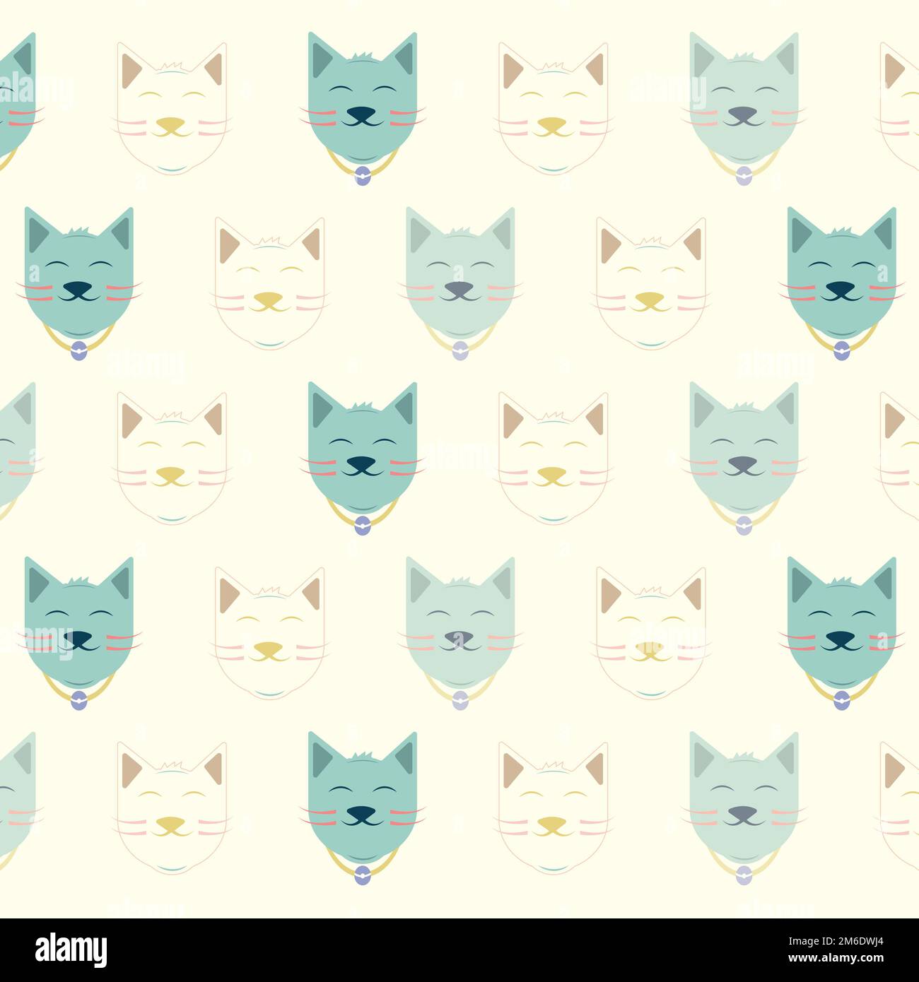 Cute cat pattern background. Animal baby vector Stock Photo - Alamy