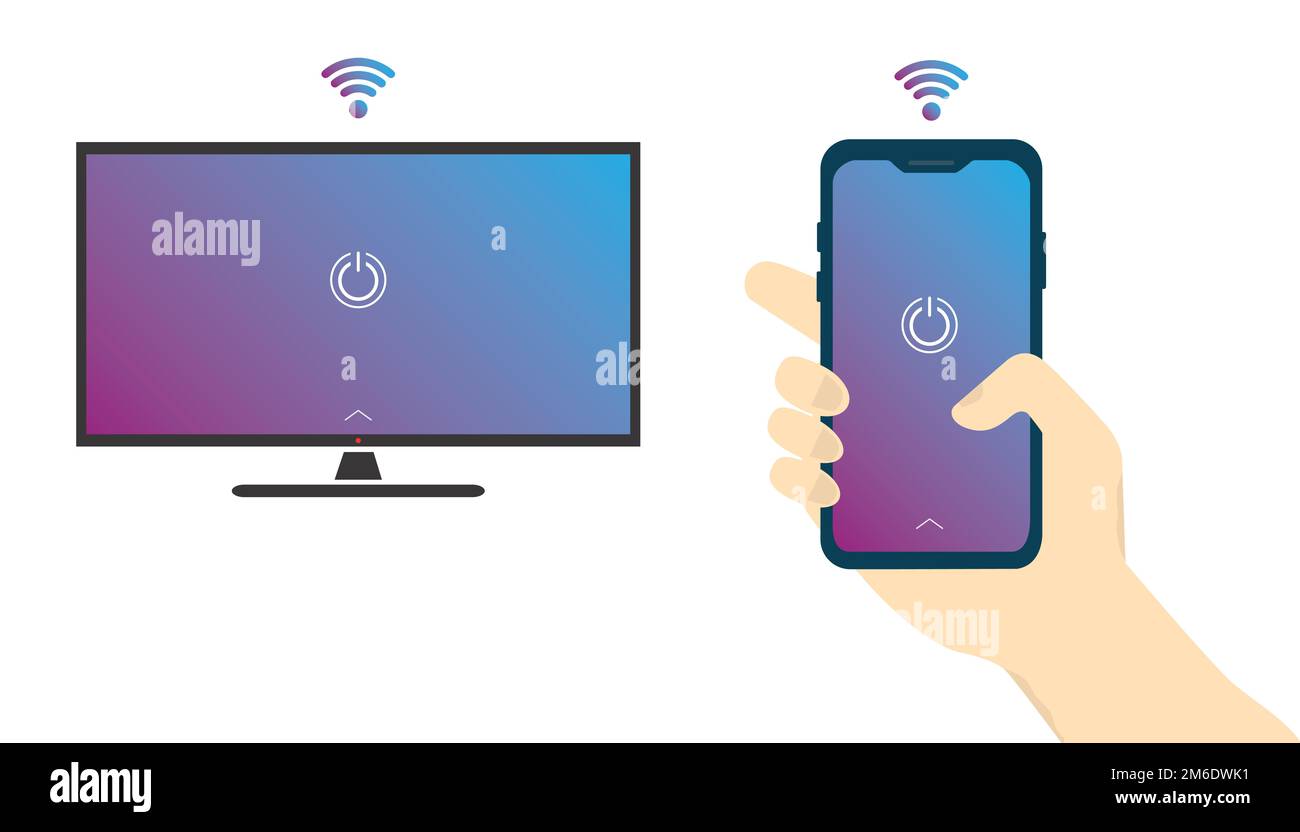 Connecting the phone to a smart TV Stock Photo - Alamy