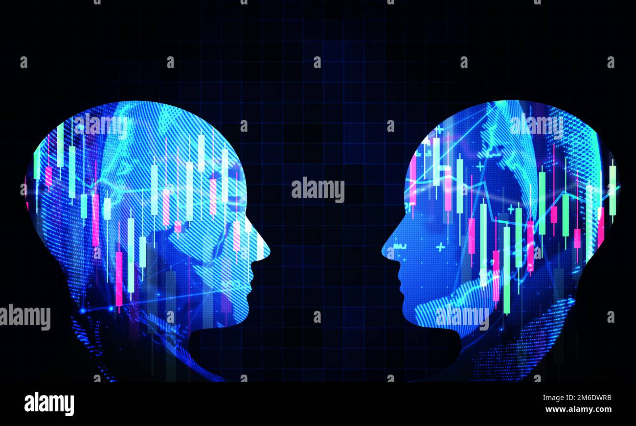 Human head concepts. A.I. Stock market trading.Business investment ...