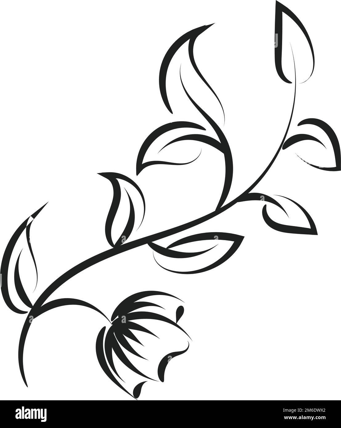 Hand Drawn Floral design. Minimal Line Art Tattoo Design Stock Vector ...