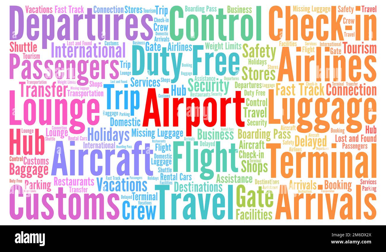 Airport word cloud concept Stock Photo - Alamy