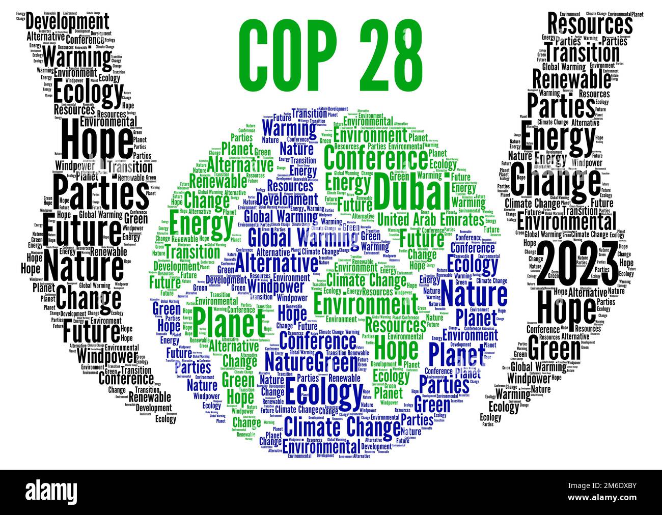 COP 28 in Dubai United Arab Emirates world cloud Stock Photo - Alamy