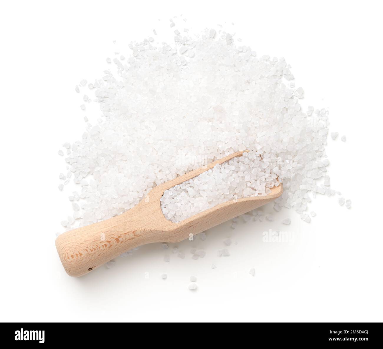 Coarse Salt With Wooden Scoop Isolated Stock Photo - Alamy