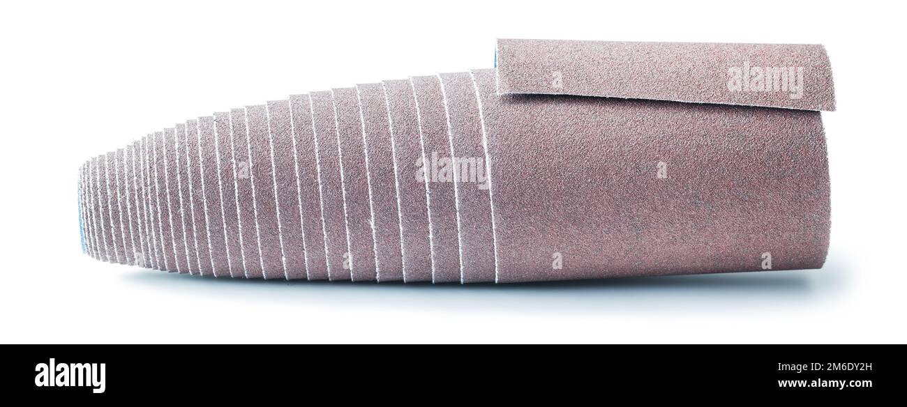 rolled emery paper isolated on white Stock Photo - Alamy