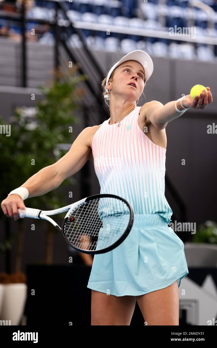 Adelaide, Australia, 4 January, 2023. Liudmila Samsonova serves the ...