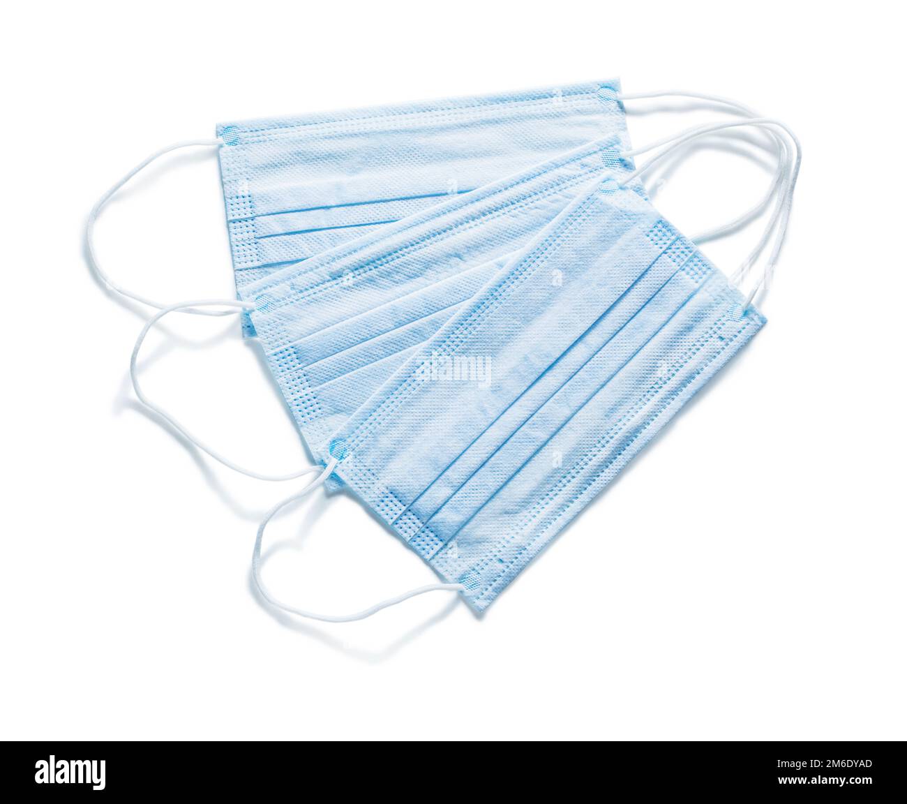 three blue sterile flu masks isolated medical tools Stock Photo - Alamy