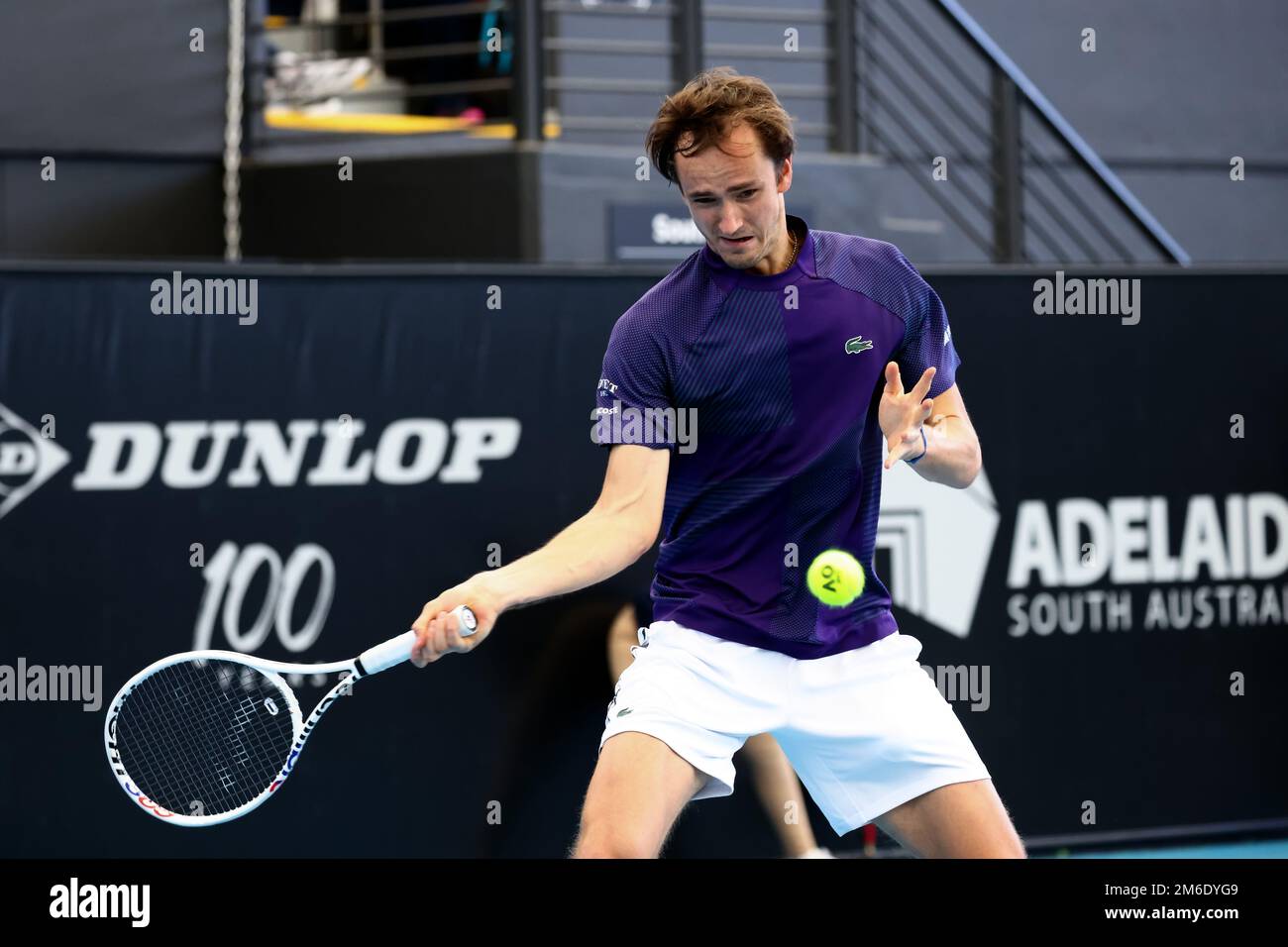 Adelaide, Australia, 4 January, 2023. Daniil Medvedev plays a forehand ...